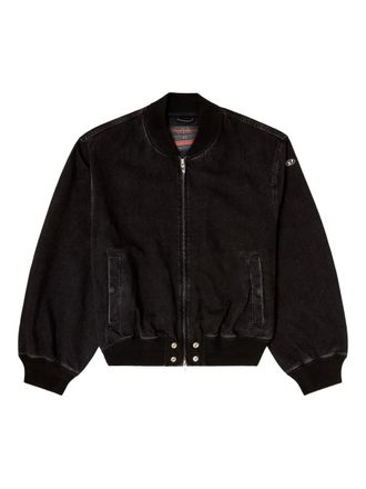 Diesel veste bomber D-Guz en jean &agrave; design c&ocirc;tel&eacute; - Noir