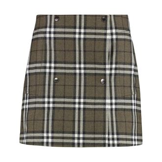 Burberry Plaid Wollmischung Minirock - - Skirts - Damen - Gr&uuml;n - XS