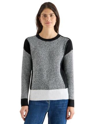Cecil 3017238 Pull mouliné Doux, Noir, XXL Femme