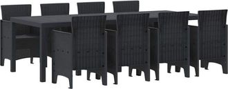 vidaXL Garten Essgruppe 9 pcs Anthrazit Polt Rattan Vidaxl