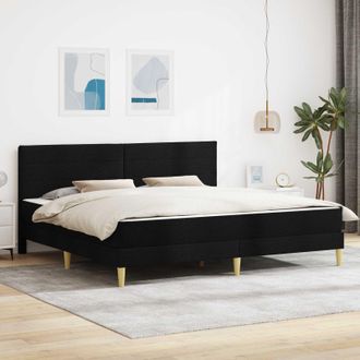 vidaXL Vidaxl Struttura Letto Con Materasso Nero 200 X 200 Cm Poliestere