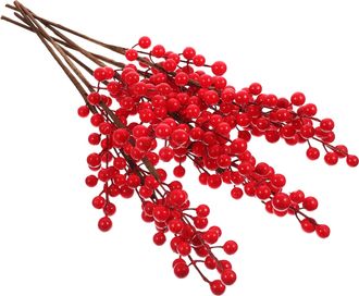 Cabilock 6stücke Künstliche Rote Beeren Zweige Weihnachtsdekoration Realistische Simulation Beeren Für DIY Blumenarrangements Fotografie Requisiten Und Weihnac