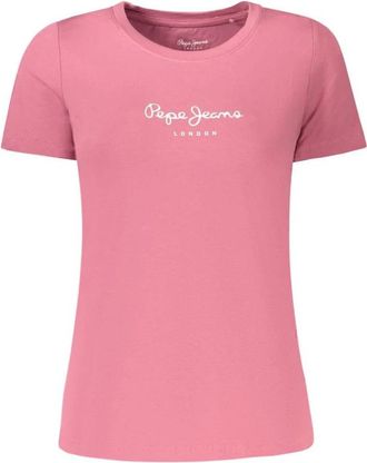 Pepe Jeans London Rosa Baumwoll Logo Print Langarmshirt - - Tops - Damen - Rosa - XS