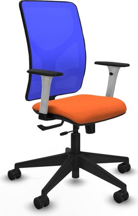 Piqueras y Crespo B&uuml;rostuhl mit hoher R&uuml;ckenlehne, mit wei&szlig;en und schwarzen Armlehnen, h&ouml;henverstellbare Lendenwirbelst&uuml;tze, ausgestattet mit Syncro/Traslack und Schnei