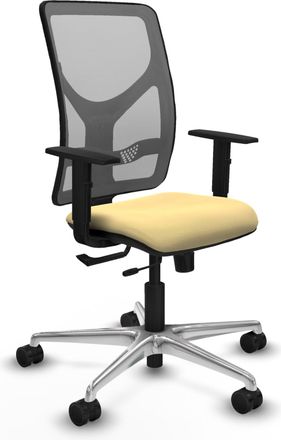 Piqueras y Crespo Stuhl mit Rollen f&uuml;r PC mit 1D-Armen, h&ouml;henverstellbare Lendenwirbelst&uuml;tze, ausgestattet mit Syncro/Traslack und Schneideschaum, Grau/Cremefarben