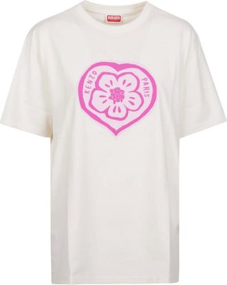 Kenzo Femme, Tops, Beige, Taille: 36 FR Boke Heart Loose T-shirt