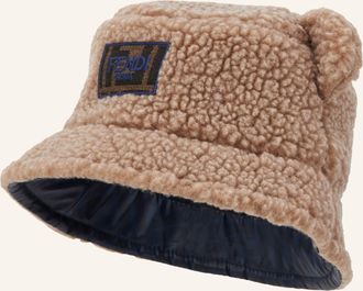 Fendi Bucket-Hat Aus Teddyfell beige