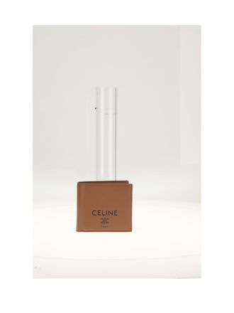 Celine Mens Bi-Fold Wallet Tan-Black Lamb Leather Umbrellas Tan/black
