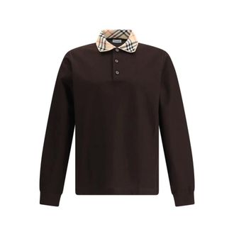 Burberry Polo Tricot &agrave; Carreaux - Homme - Tops - Noir - Taille: L