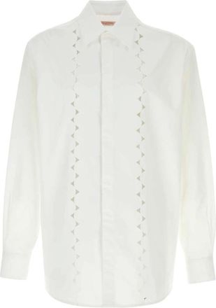 Valentino Garavani Homme, Chemises, Blanc, Taille: M Poplin Shirt
