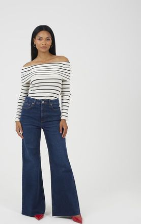 Brave Soul Jean ample &agrave; taille mi-haute - Bleu moyen