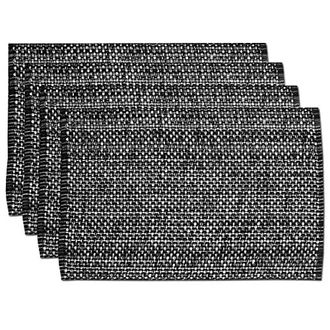 Sweet Home Collection P-MAT-313-BLK-4PK 100% Cotton Placemats for Dining Room Tables Rectangle Two Tone Weiches, strapazierf&auml;higes Tischset aus gewebtem Stoff, 25,4 x 48,3 