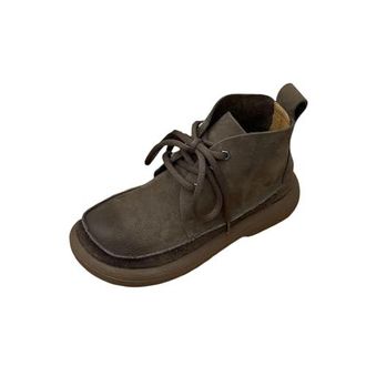 Generic Bottines &agrave; lacets pour femme - Confortables et d&eacute;contract&eacute;es - Bout rond - Semelle &eacute;paisse - Coupe large - Automne et hiver, gris, 37.5 EU