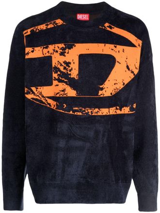 Diesel sweat &agrave; logo en jacquard - Bleu