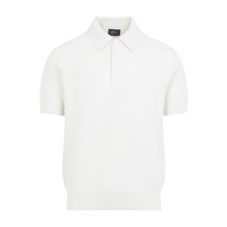 Brioni Texturiertes Strick-Polo - - Tops - Herren - Wei&szlig; - L