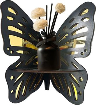 Generico Schwebendes Eckregal - Wandregal aus Schmetterlingsholz Retro für Kindergarten, Schlafzimmer, Büro, Bad und Garage | dekorative Kuchenaufbewahrung für