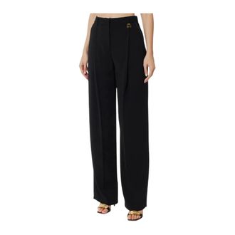 Elisabetta Franchi Femme, Pantalons, Noir, Taille: 46 FR Pantalon Cr&ecirc;pe avec Surpiq&ucirc;res Contrast&eacute;es