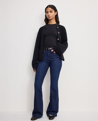 Good American Good Legs - Jean de compression évasé - Indigo foncé délavé-Bleu