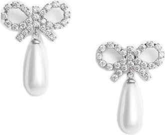 Self Portrait Femme, Accessoires, Gris, Taille: ONE Size Pearl Drop Earrings