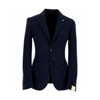 L.B.M. 1911 Blauer Slim Fit Baumwollblazer - - Jackets - Herren - Blau - 2XL