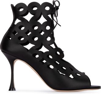 Manolo Blahnik Femme, Chaussures, Noir, Taille: 37 EU Taralo Bottes D&eacute;coup&eacute;es 90 mm