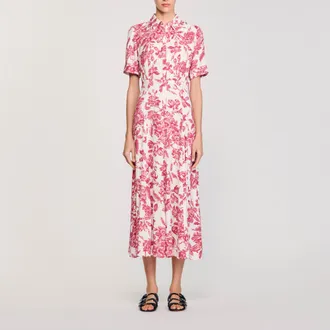 Sandro Robe longue chemise &agrave; imprim&eacute; fleuri