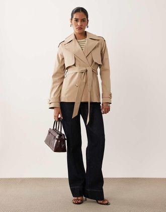 Forever New Trench-coat court ceintur&eacute; - Camel-Neutre