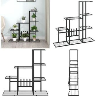 vidaXL Vidaxl - Blumenst&auml;nder 94,5x25x88 cm Schwarz Metall - Pflanzenst&auml;nder - Blumens&auml;ule - Balkonm&ouml;bel - Gartendekoration - Metallregal - Home & Living