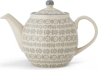 Bloomingville Teekanne Karine, Grau, aus Steingut, Ma&szlig;e D14 &times; H16 cm, 1200 ml Inhalt, Sp&uuml;lmaschinengeeignet - Ideal zum Servieren von Tee & Hei&szlig;getr&auml;nken