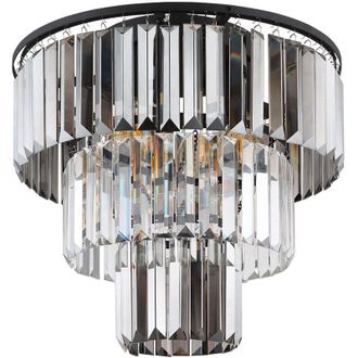 Globo Lighting Globo Lighting - Kronleuchter Deckenleuchte Wohnzimmerlampe Esszimmerleuchte Schlafzimmerlampe, Metall Glaskristalle rauchfarben, 3 Flammig E27, d 40
