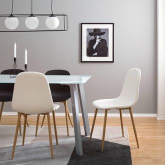 KIYDOO home24 Polsterstuhl Iskmo 44 x 87 x 52cm Weiß/Weiß 4er Set