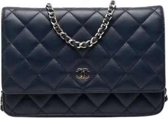 Chanel Portefeuille sur cha&icirc;ne Pre-owned - Femme - Pre-owned - Bleu - Taille: ONE Size
