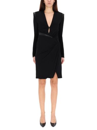 Versace V-Neck Mini Dress - Black