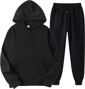 Missmao Survêtement Homme Sweat à Capuche et Pantalon Ensemble Jogging de Sport 2 Pièces Ensemble de Survêtement Ensemble de Sport Survêtement et Jogging,Noir
