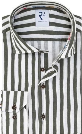 R2 Amsterdam Homme, Chemises, Vert, Taille: M Long Sleeve Shirt