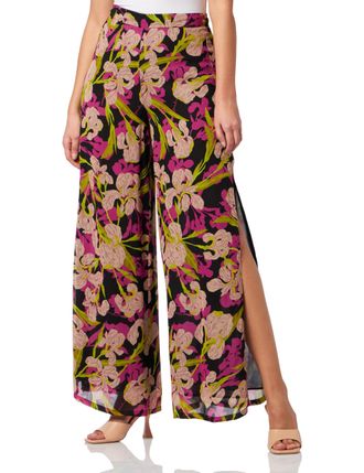 Pinko Damen LASTRINA Pantalone Georgette S Hose, ZY5_Mult.Nero/Fuxia, 34