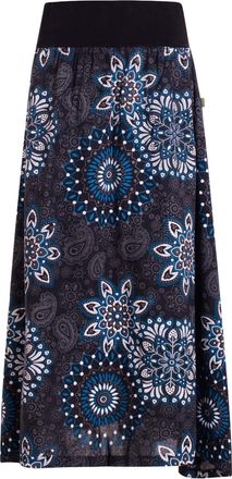 vishes Langer Damen Herbstrock mit Mandalas in schwarz I Gr&ouml;&szlig;e 2XL (44) I Handgefertigt aus 100% Baumwolle I Rock mit breitem Bund I F&uuml;r warme & kalte Monate