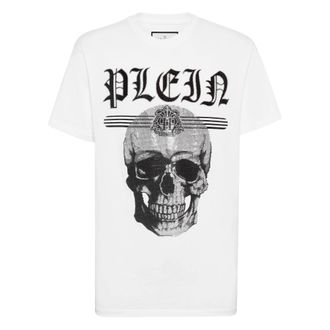 Philipp Plein Homme, Tops, Blanc, Taille: 3XL T-shirt Col Rond MC Tattoo