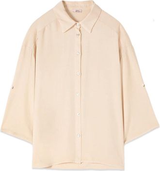Oltre Femme, Blouses et Chemises, Beige, Taille: 36 FR Chemise fluide en m&eacute;lange de viscose