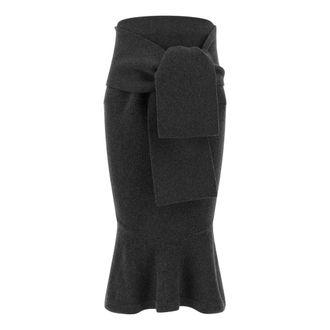 Jacquemus La Jupe Fiocco Midi Skirt - Femme - Jupes - Gris - Taille: 36 FR