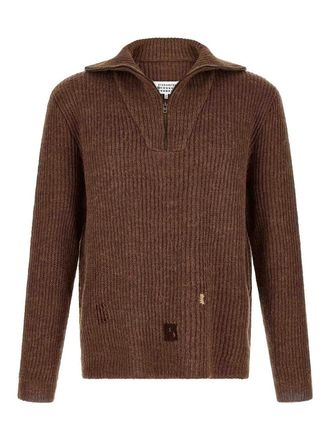 Maison Margiela Pull Col Rond - Marron