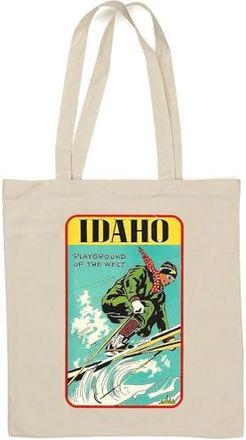 Generic Idaho Playground Of The West Skiing Sac fourre-tout vintage en coton naturel Blanc