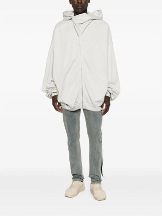 Rick Owens Asymmetric Zip Cotton Hoodie - Beige