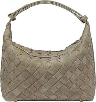 Generic Sac Hobo en daim tiss&eacute; &agrave; la main pour femme - Sac &agrave; bandouli&egrave;re en daim tiss&eacute; &agrave; la main avec int&eacute;rieur spacieux, poche zipp&eacute;e et sangle r&eacute;glable