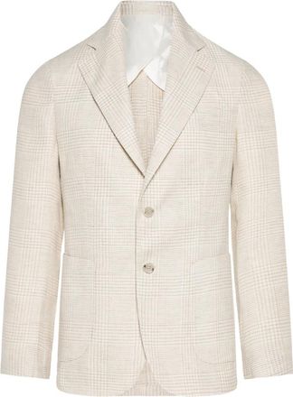 Barba Homme, Vestes, Beige, Taille: 3XL Veste en lin, coton et soie