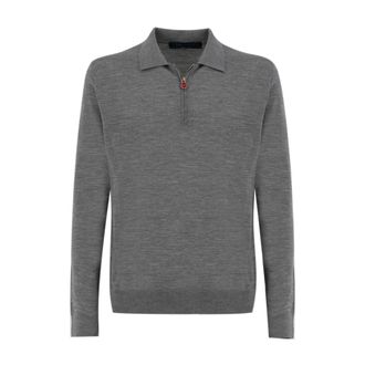 Kiton Woll-Zip-Up-Pullover mit Kragen - - Knitwear - Herren - Grau - L