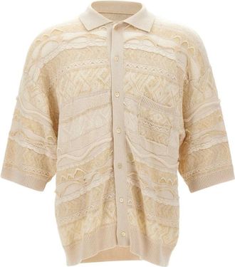 Laneus Homme, Pulls, Beige, Taille: M/L Chemise en Maille Jacquard