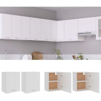 vidaXL Vidaxl - Armoires suspendues 2 pcs Blanc 50x31x60 cm Agglom&eacute;r&eacute;
