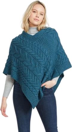 Aran Woollen Mills Ladies Aran Cable Knit Triangular Poncho