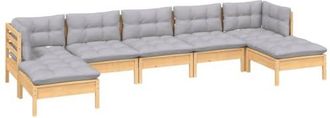 vidaXL Salon de jardin 7 pcs avec coussins gris bois de pin